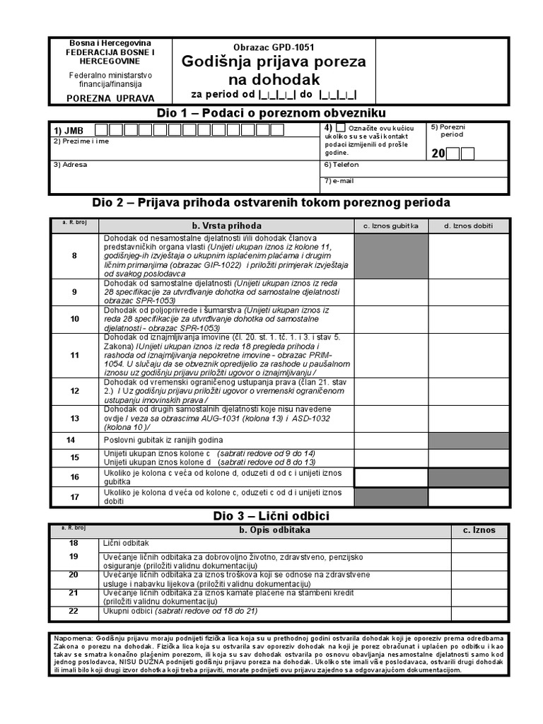 Godišnja Prijava Poreza | PDF