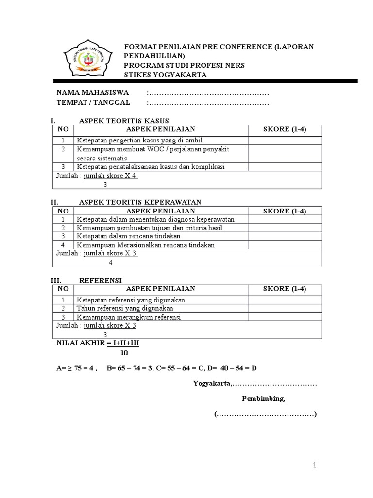 Format Penilaian LP | PDF