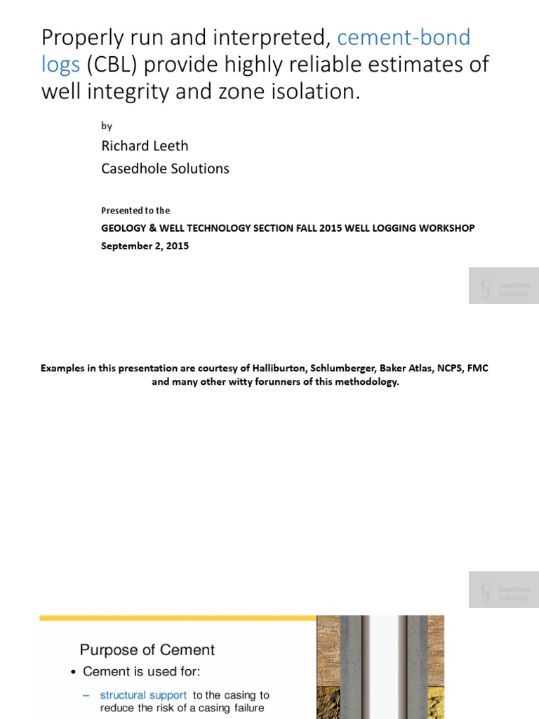 5 Workshop - Leeth - Cement-Bond Logs | PDF