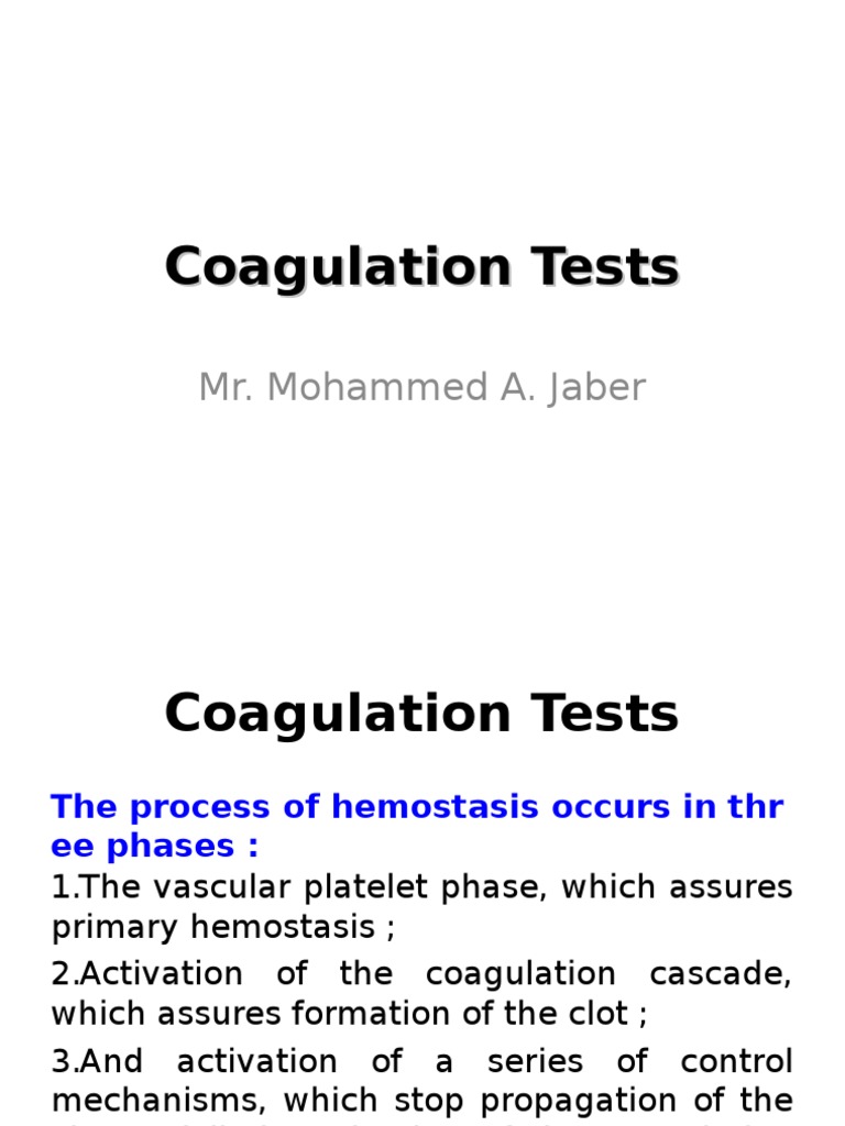 Coagulation Tests | PDF | Coagulation | Hemostasis