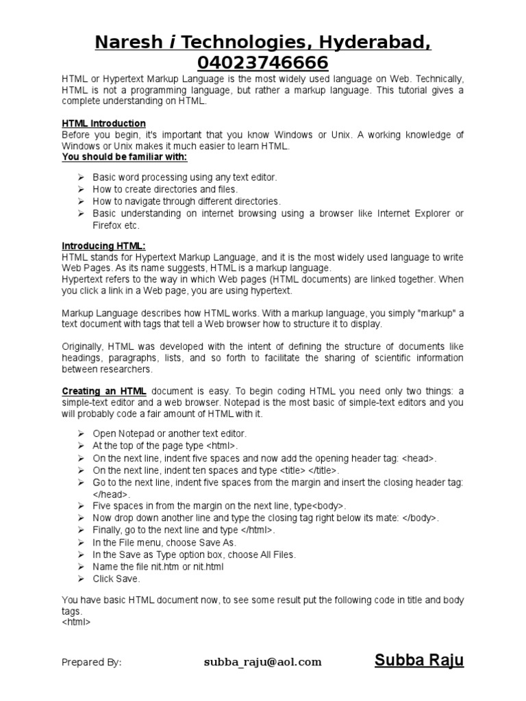 HTML Material | PDF | Html Element | Html