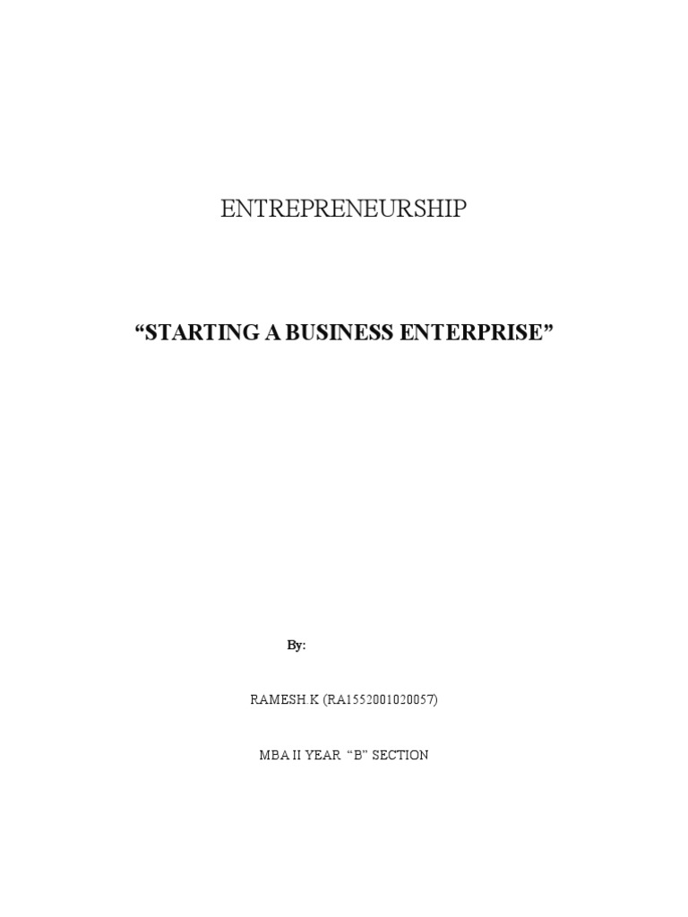 Entrepreneurship Project | Entrepreneurship | Business Plan
