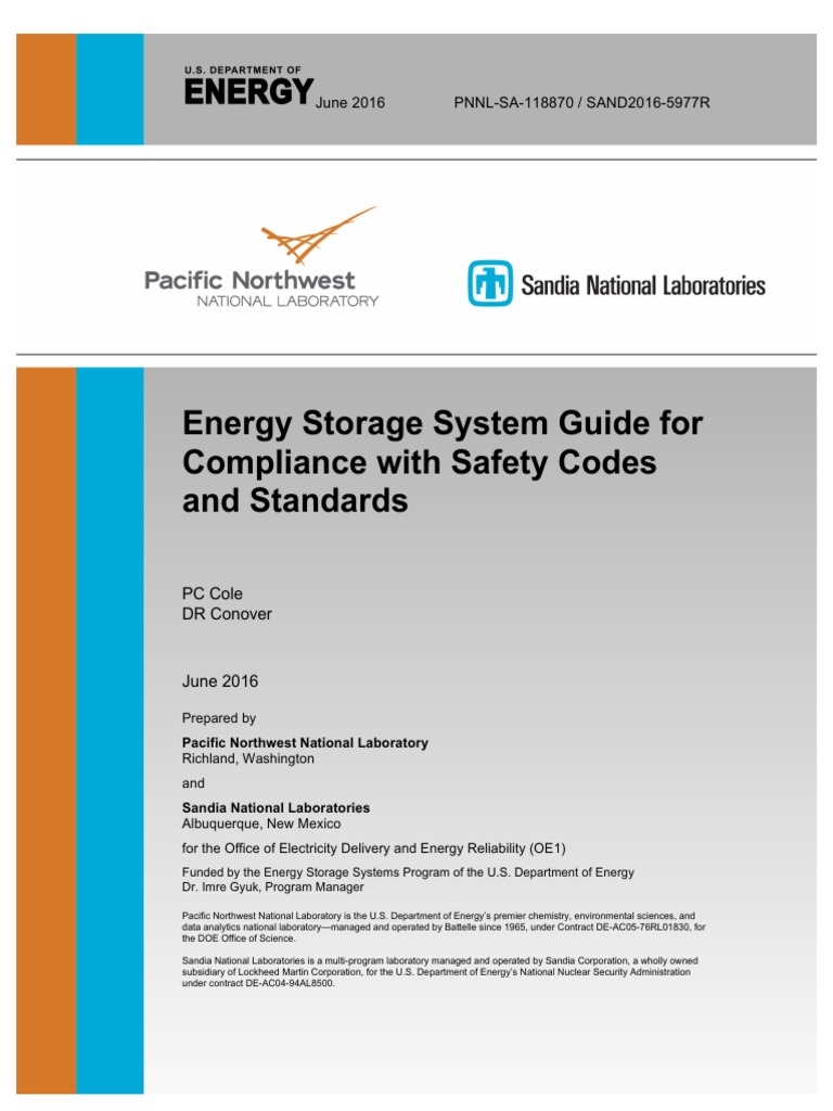 Energy Storage System Guide For Compliance With Safety Codes and ...