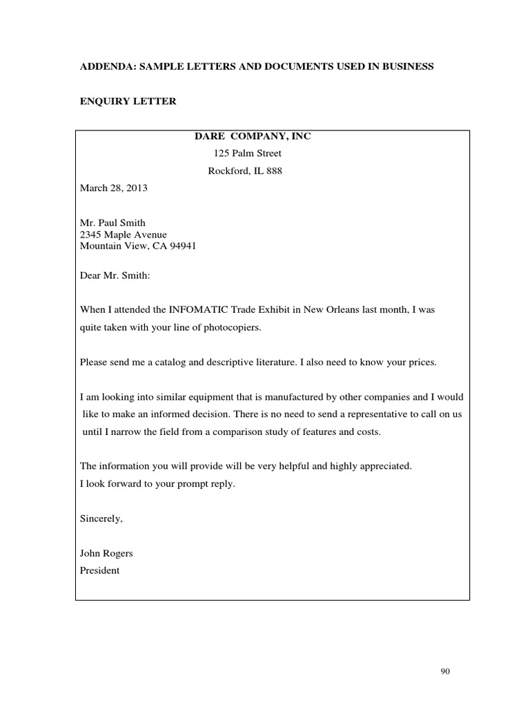 Addenda: Sample Letters and Documents Used in Business | PDF | Business
