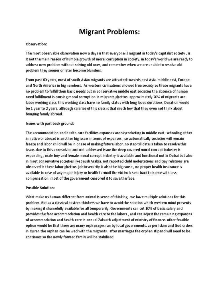 Migrant Problems | Download Free PDF | Immigration | Middle East