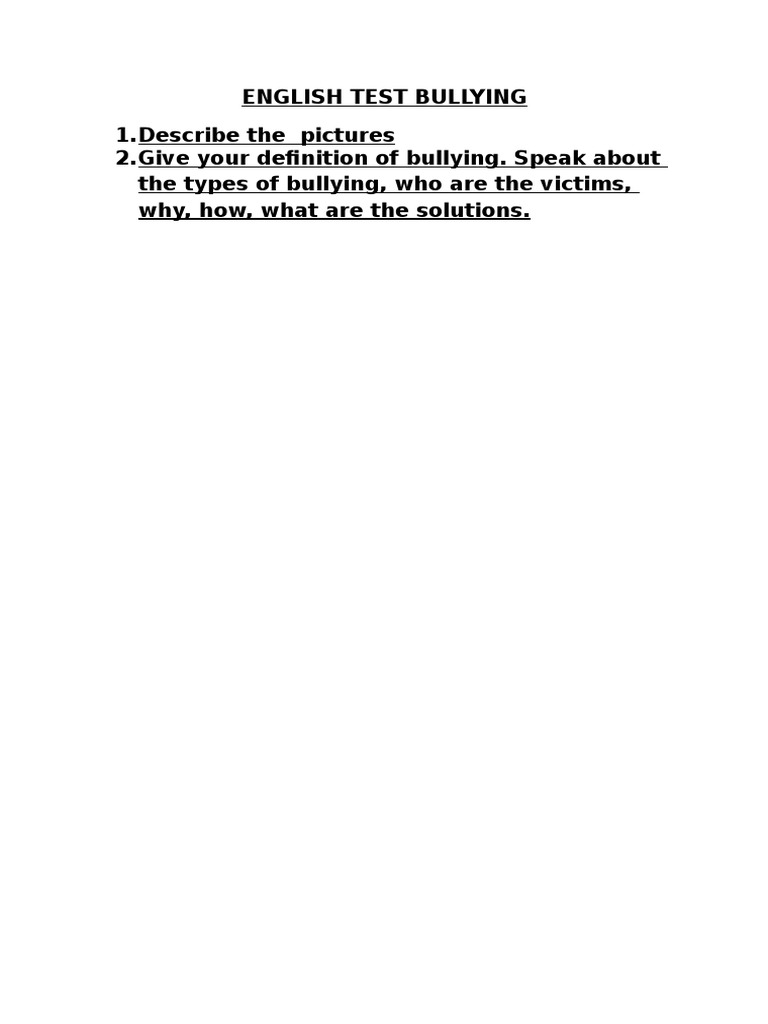 English Test Bullying | PDF | Self-Improvement