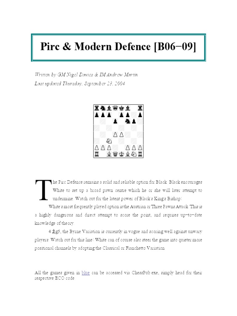 Pirc & Modern Defence B06-B09 (Nigel Davies & Andrew Martin) !! | PDF ...