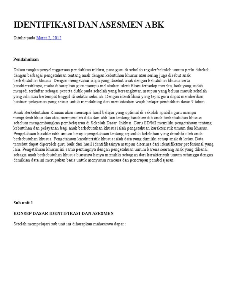 Identifikasi Dan Asesmen | PDF