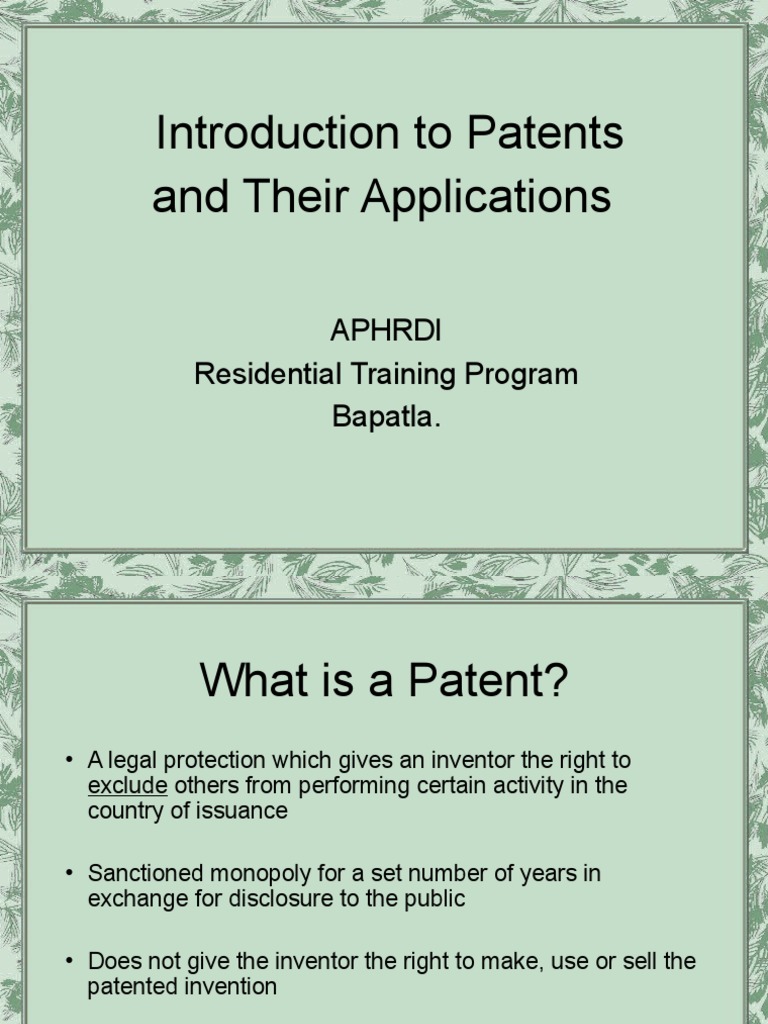 Patent Presentation | PDF | Provisional Application | Patent