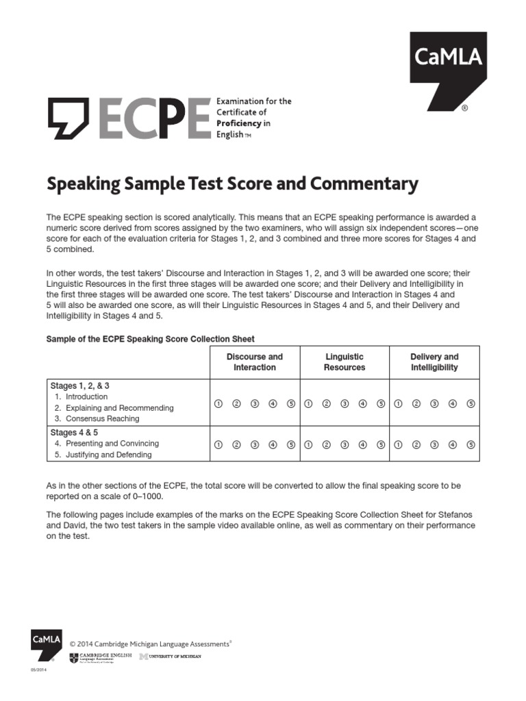ECPE Speaking Sample Commentary | PDF | Linguistics | Semiotics