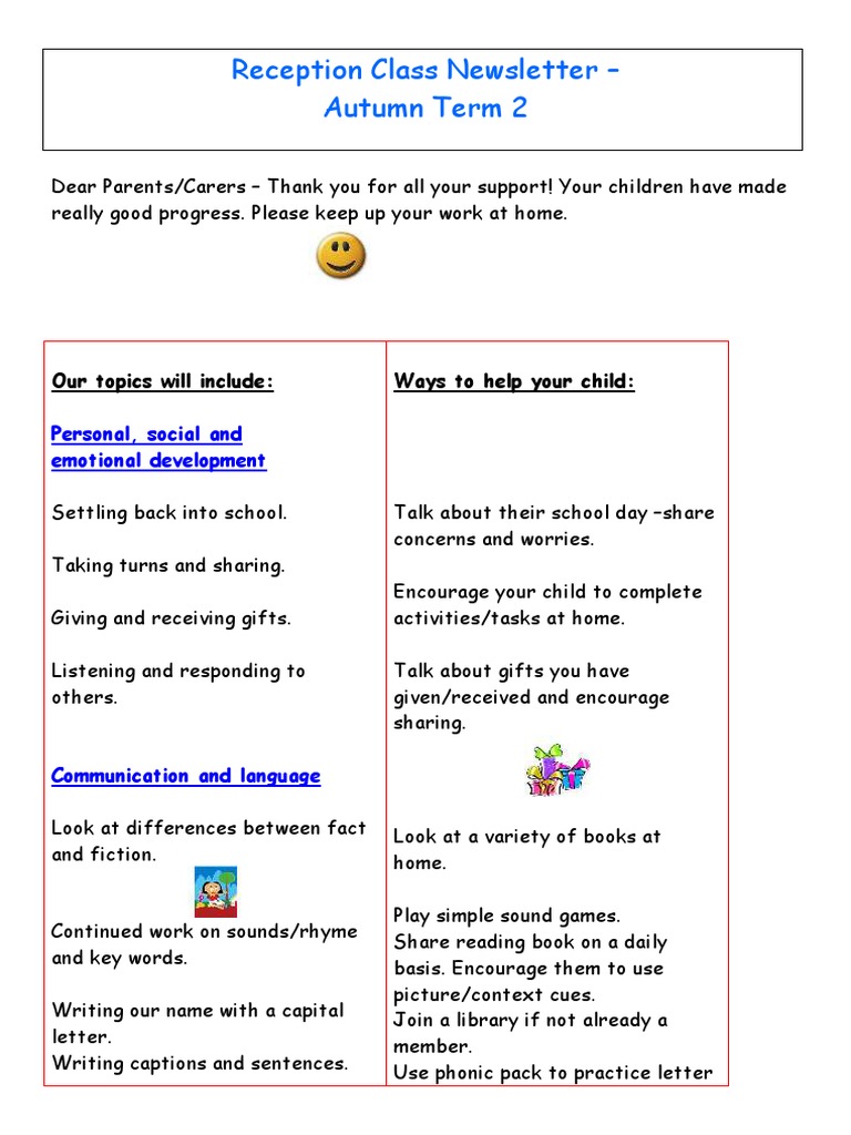 Reception Class Newsletter Autumn 2 2016 | PDF