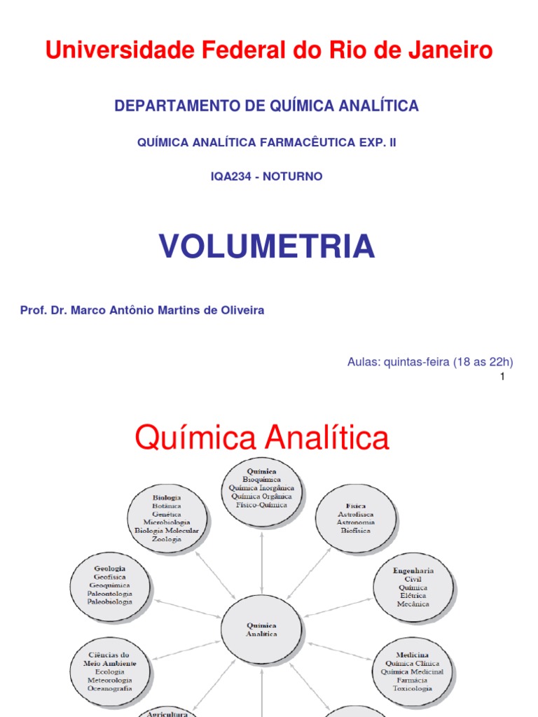 Química Analítica Volumetria - DQA UFRJ | Química Analítica | Titulação