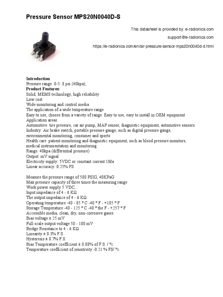 Pressure Sensor | PDF