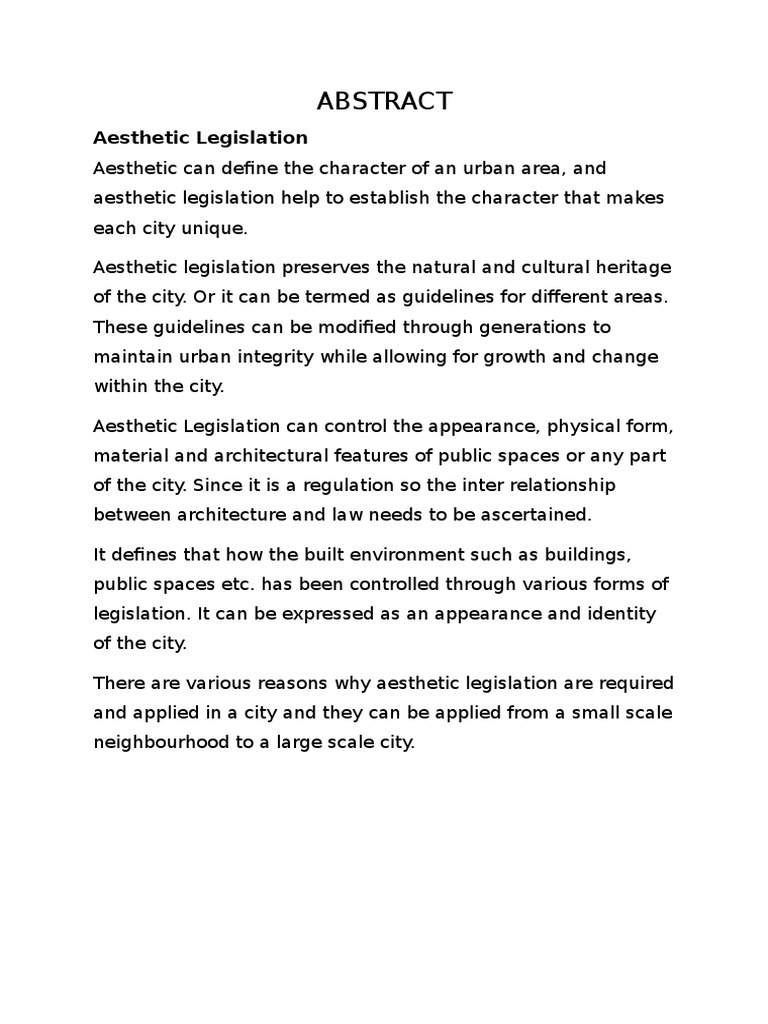 Aesthetic Legislation | PDF