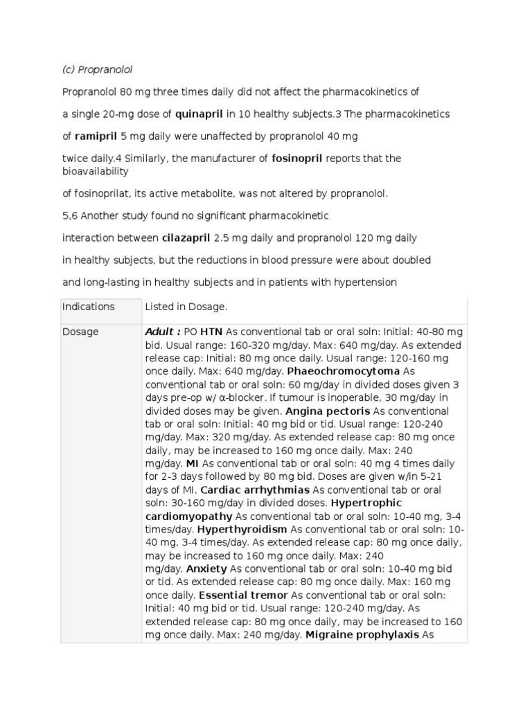 (C) Propranolol: Adult: PO HTN As Conventional Tab or Oral Soln ...