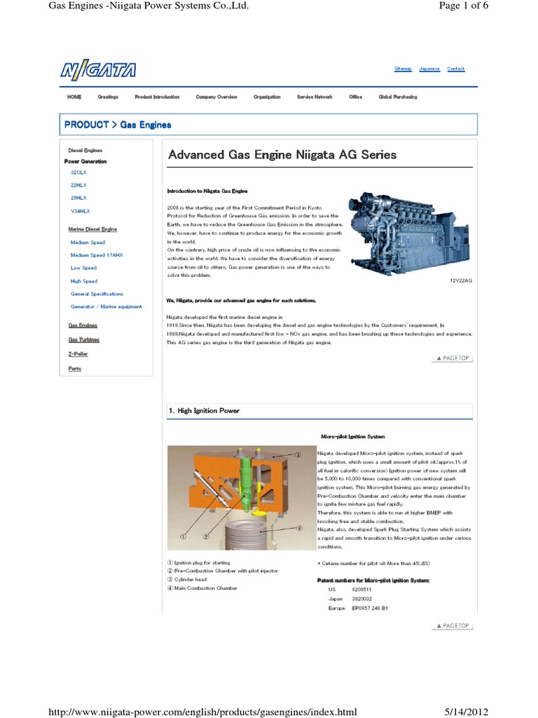 Niigata Advanced Gas Engine Overview | PDF | Internal Combustion Engine ...
