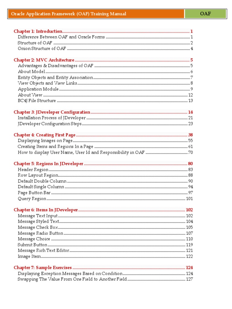 Oracle Application Framework (OAF) Training Manual | PDF | Computing | Computer Programming