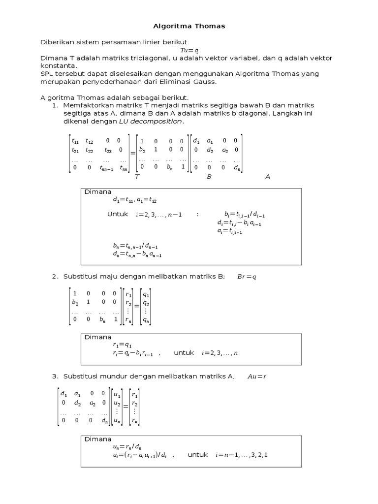 Algoritma Thomas | PDF