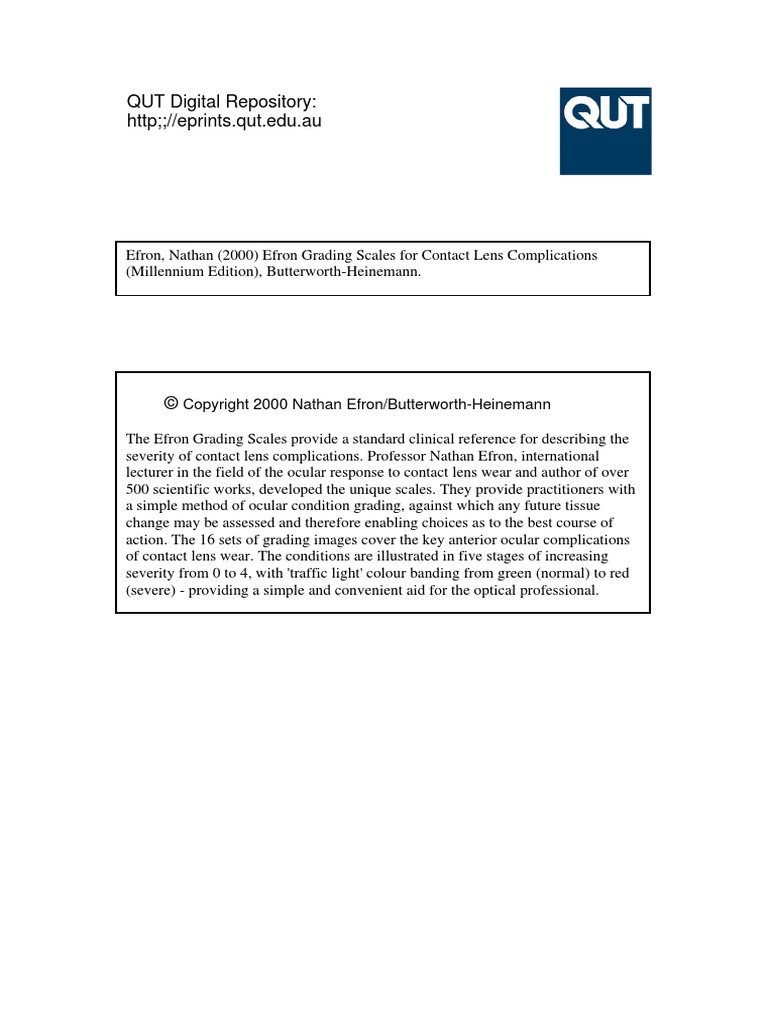 Efron Grading Scales For Contact Lens Complications | PDF