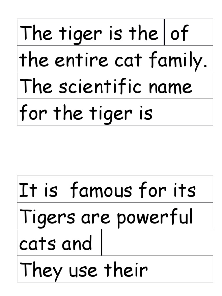 Short Tiger Text Strips | PDF