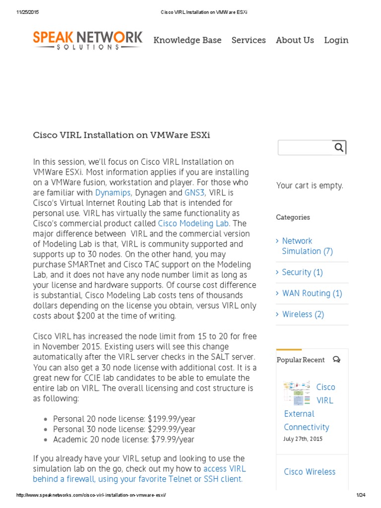 Cisco VIRL Installation On VMWare ESXi | PDF | Virtual Machine | V Mware