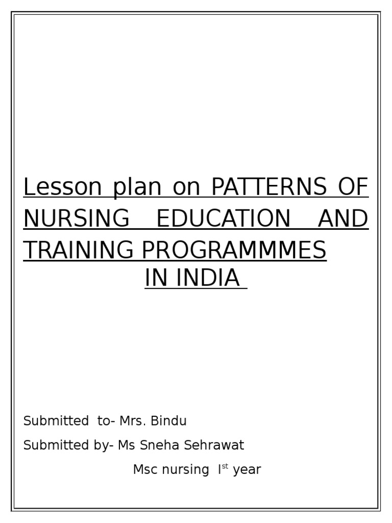 Trends of Nursing Lesson Plan | PDF | Psychiatric And Mental Health ...