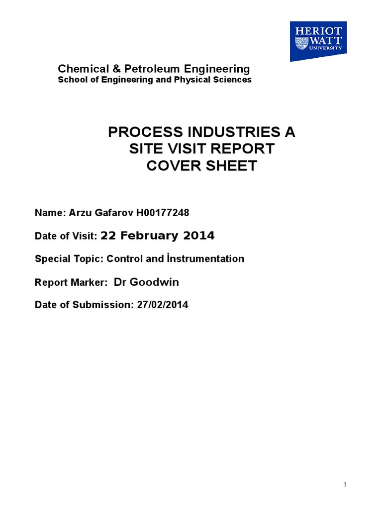 Site Visit Report | PDF | Oil Refinery | Petroleum