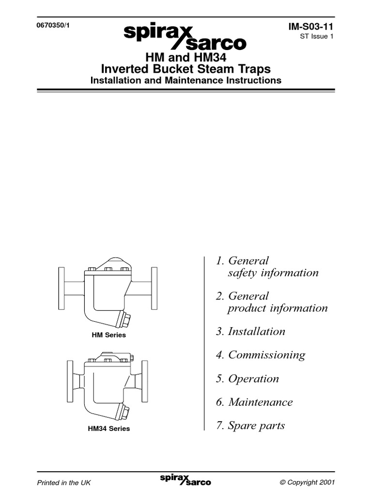 HM and HM34 Inverted Bucket Steam Traps | PDF | Valve | Pipe (Fluid ...