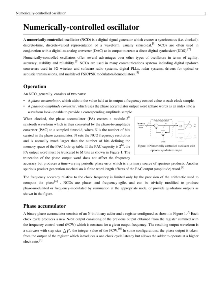 Numerically-Controlled Oscillator: Operation | PDF | Oscillation | Computer Engineering