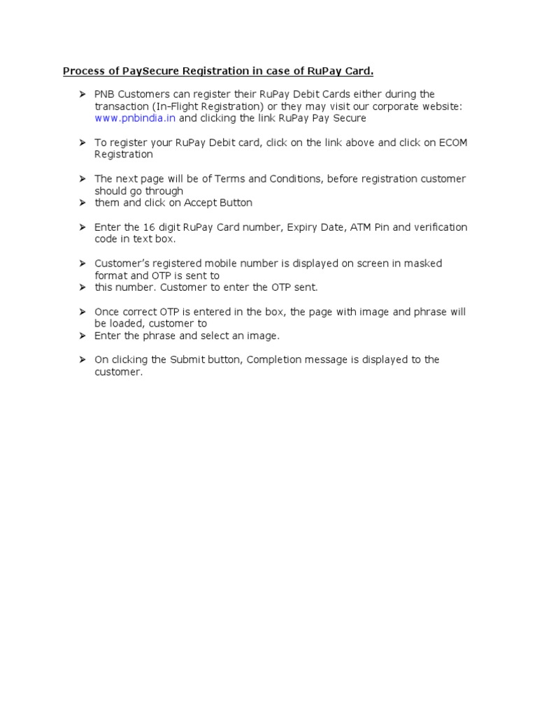 Process of PaySecure Registration | PDF