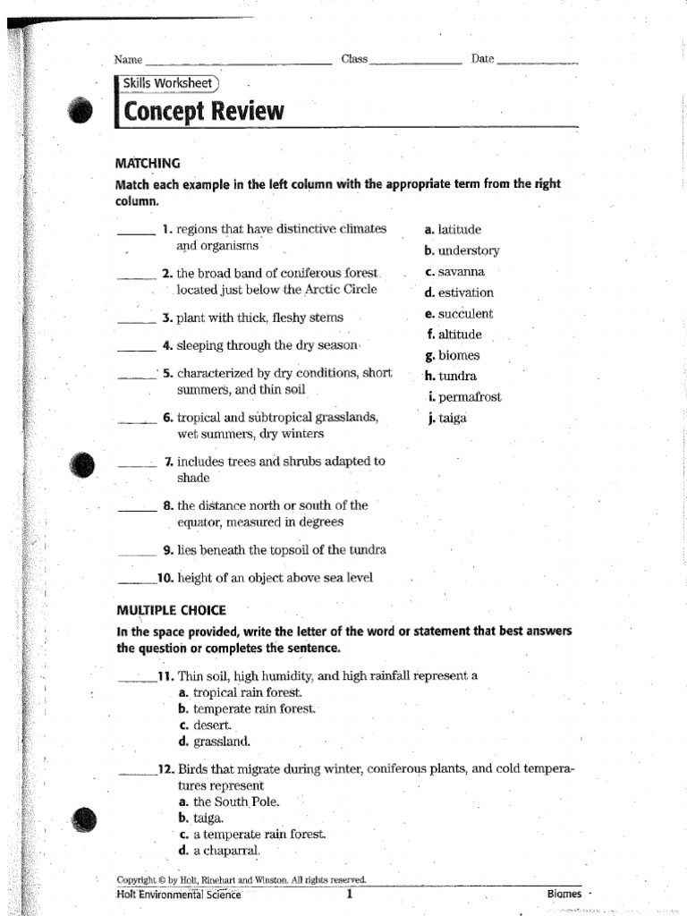 Chapter 6 Biomes Concept Review | PDF