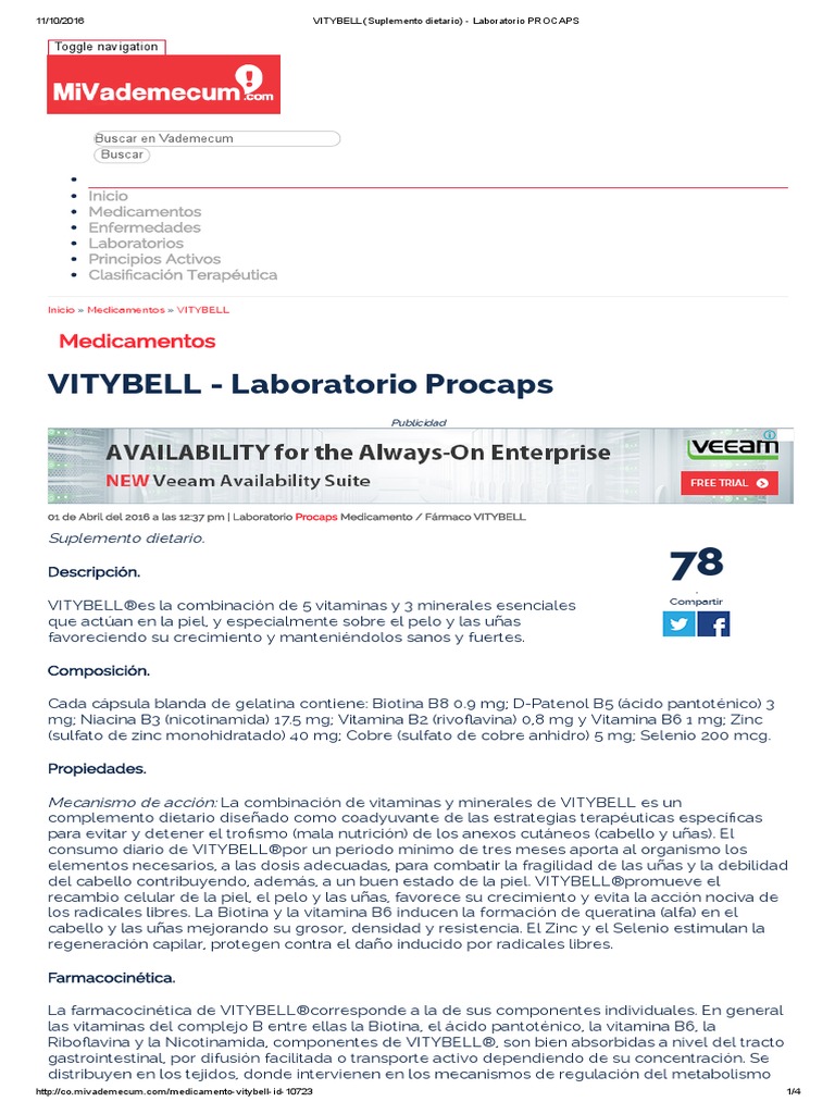 VITYBELL (Suplemento Dietario) - Laboratorio PROCAPS | PDF ...