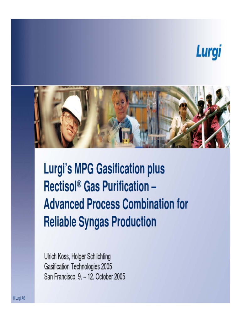 Lurgi's MPG Gasification Plus Rectisol Gas Purification - Advanced ...