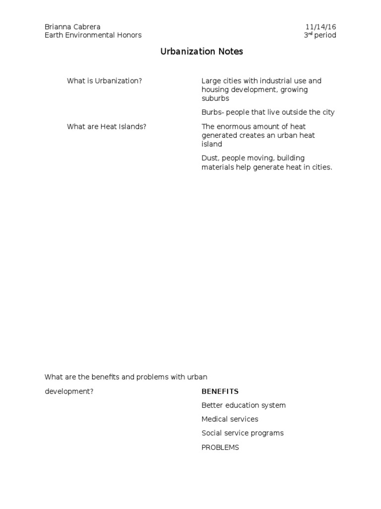 Urbanization Notes | PDF