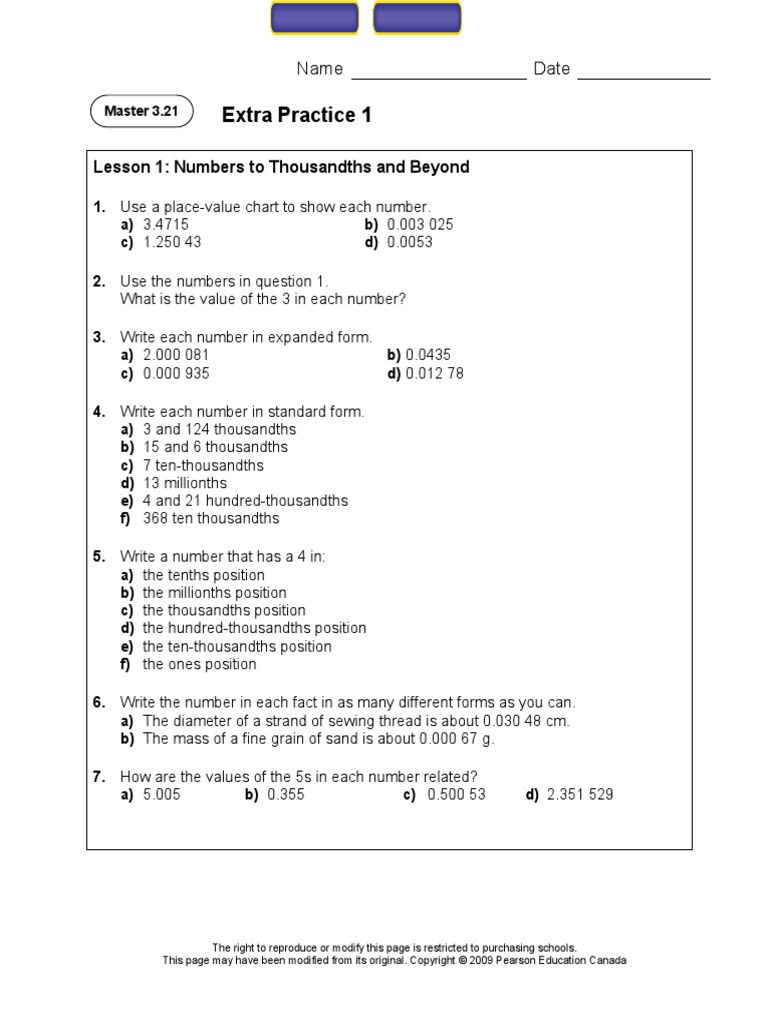 Unit 3 - Extra Practice grd6 | PDF | Division (Mathematics) | Numbers