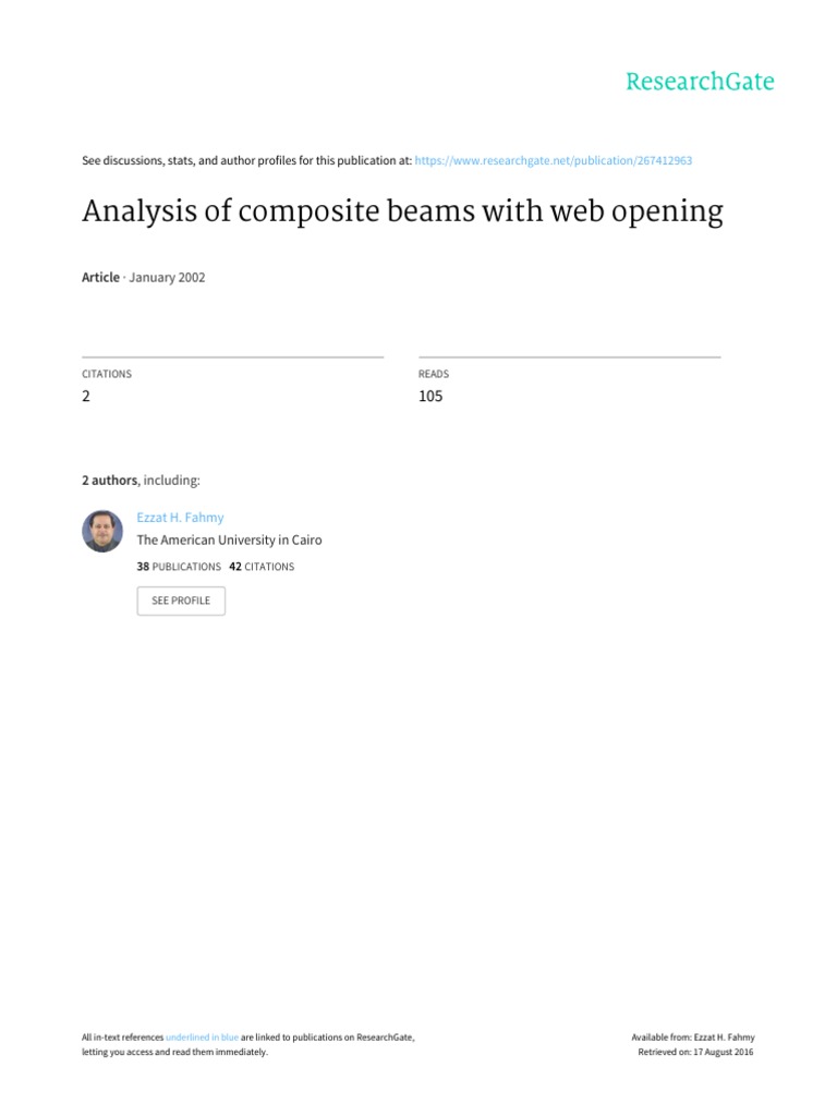 Analysis of Composite Beams With Web Opening | PDF | Yield (Engineering ...