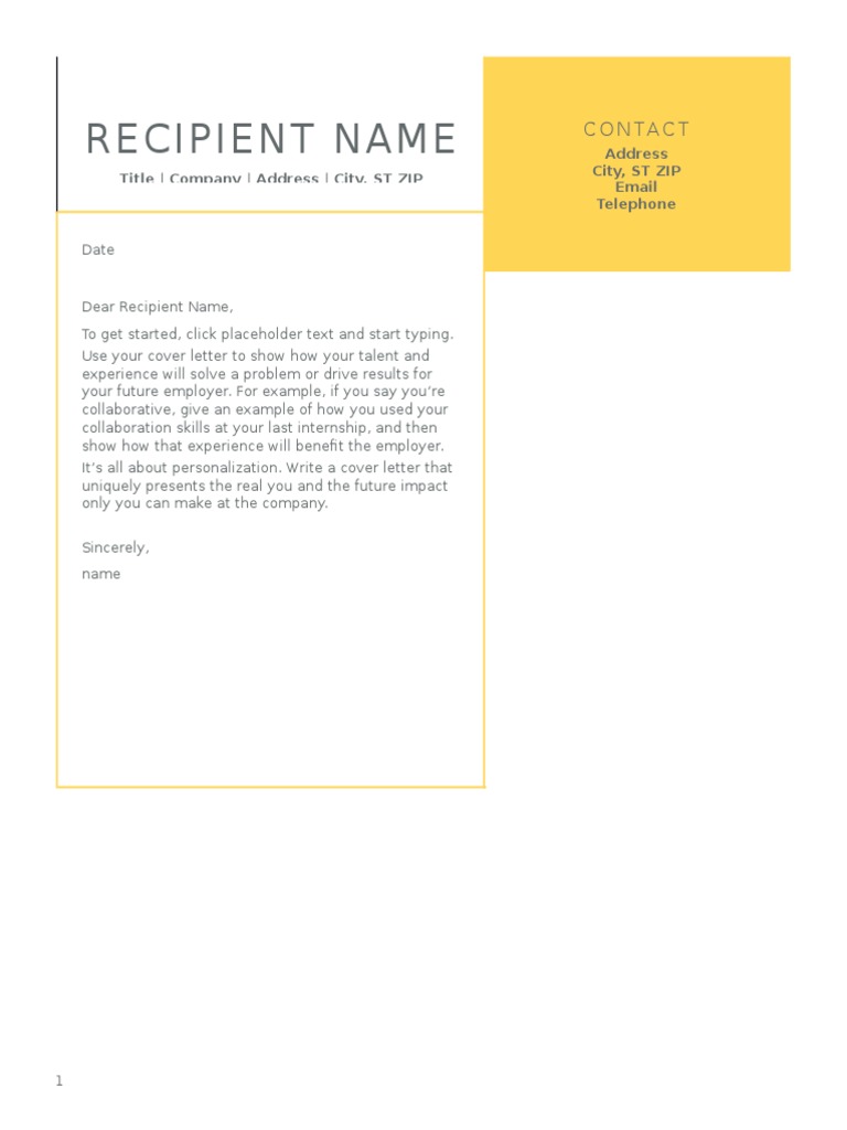 Recipient Name: Title - Company - Address - City, ST ZIP Address City ...