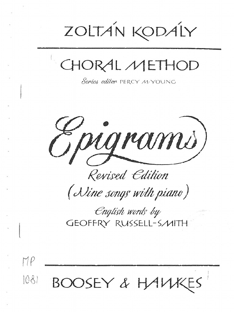 Kodaly - Epigrams | PDF