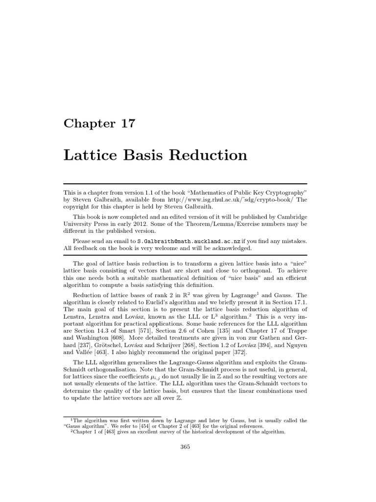 Lattice Reduction | Download Free PDF | Basis (Linear Algebra) | Vector Space