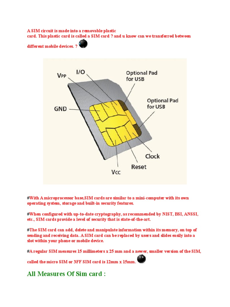 All Measures of Sim Card | PDF