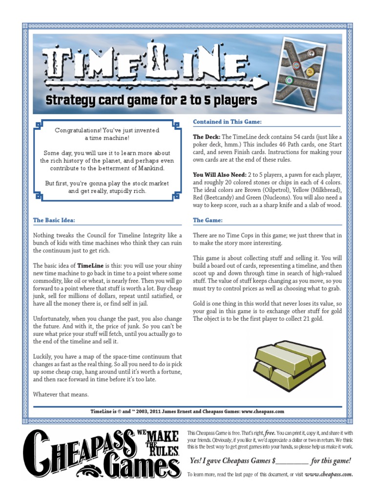 The Deck: The Timeline Deck Contains 54 Cards (Just Like A: Contained ...