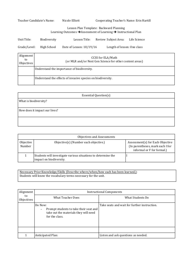 Biodiversity Review Lesson Plan | PDF | Lesson Plan | Sharing