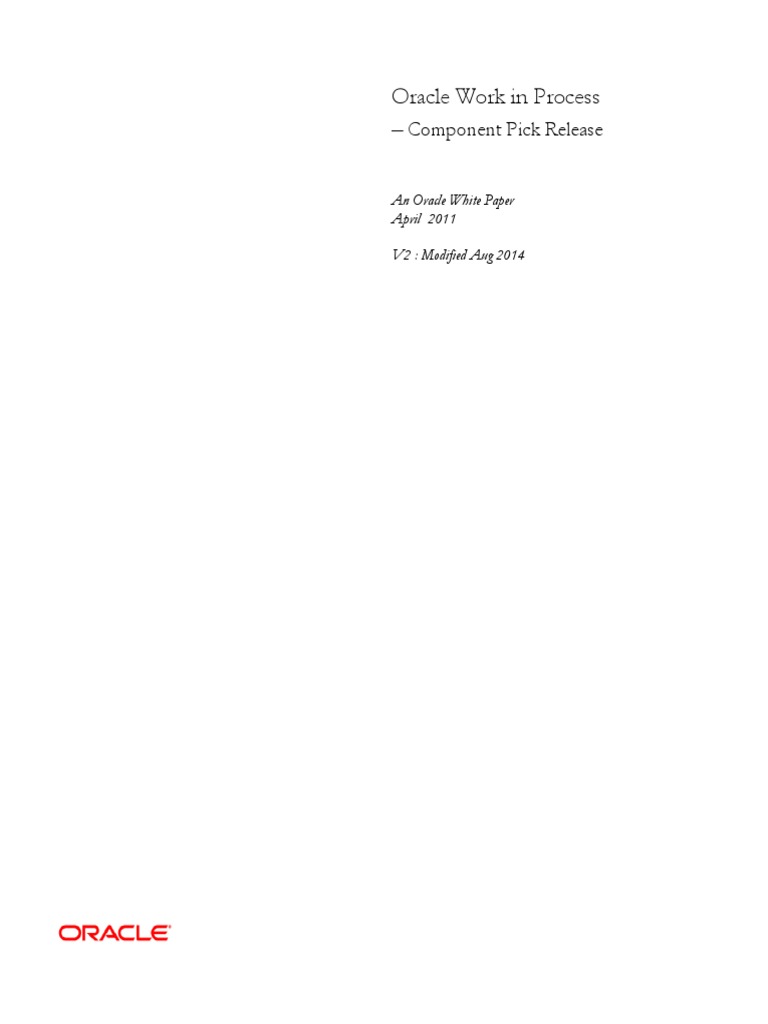 Oracle Work in Process - : Component Pick Release | PDF | Inventory ...