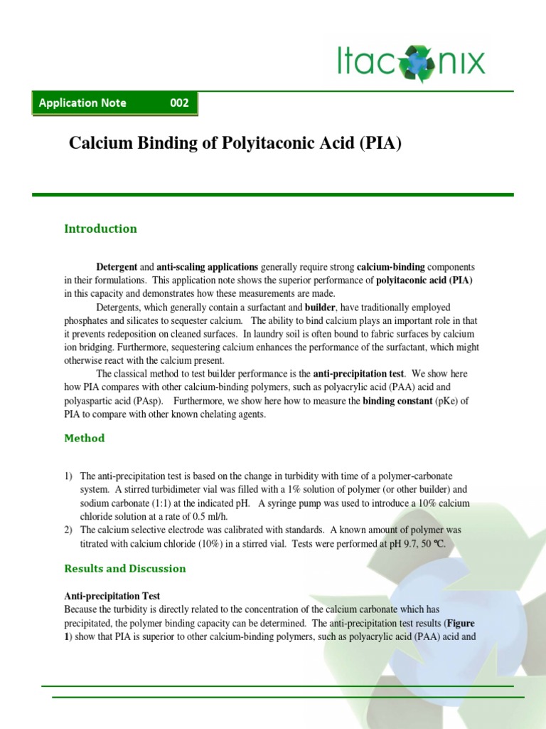 Superior Calcium Binding of PIA | PDF | Ethylenediaminetetraacetic Acid ...