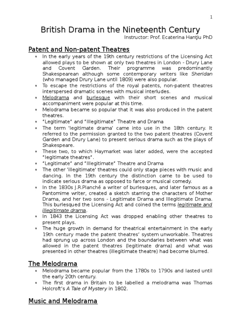 British Drama in The Nineteenth Century1 | PDF | Theatre | Performing Arts