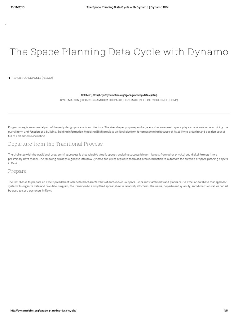 The Space Planning Data Cycle With Dynamo - Dynamo BIM PDF | PDF ...