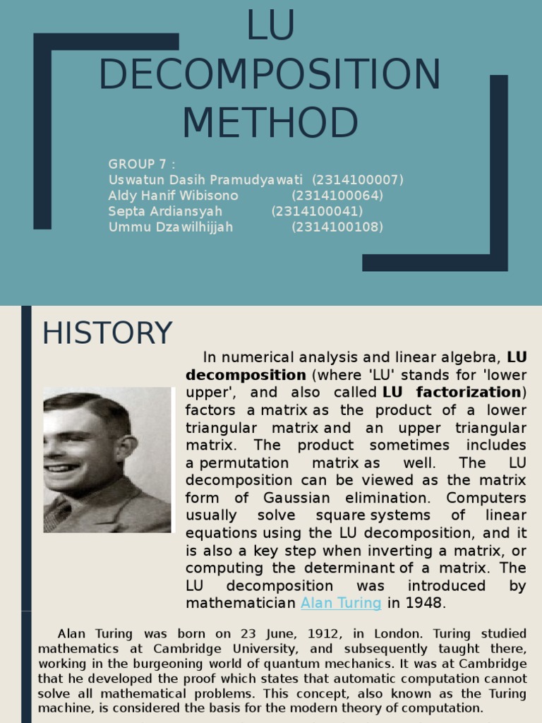LU Decomposition Method Explained | PDF | Algorithms | Algebra