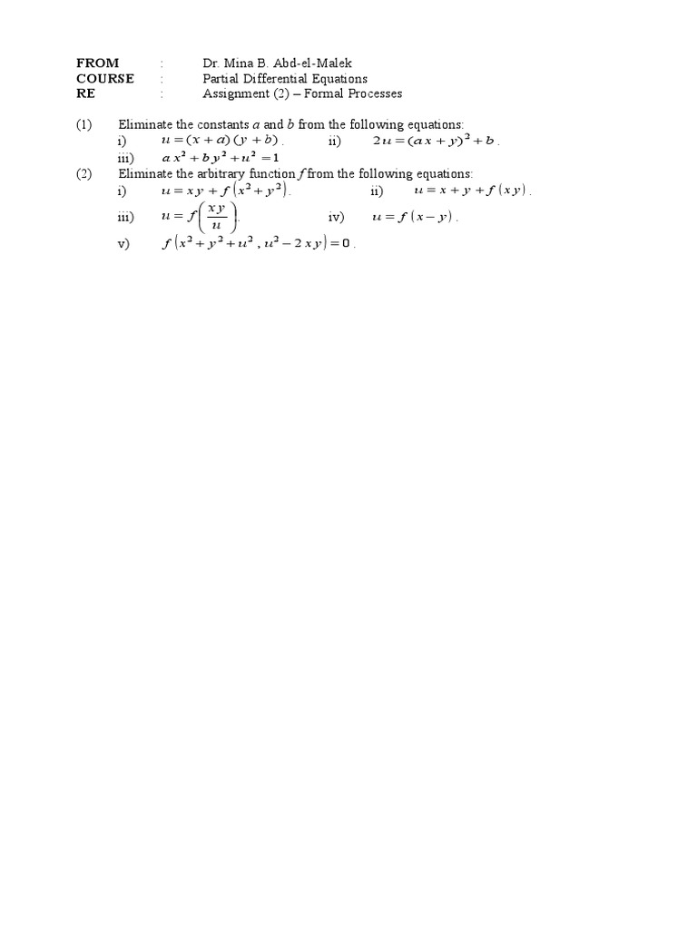 PDE Assignment | PDF