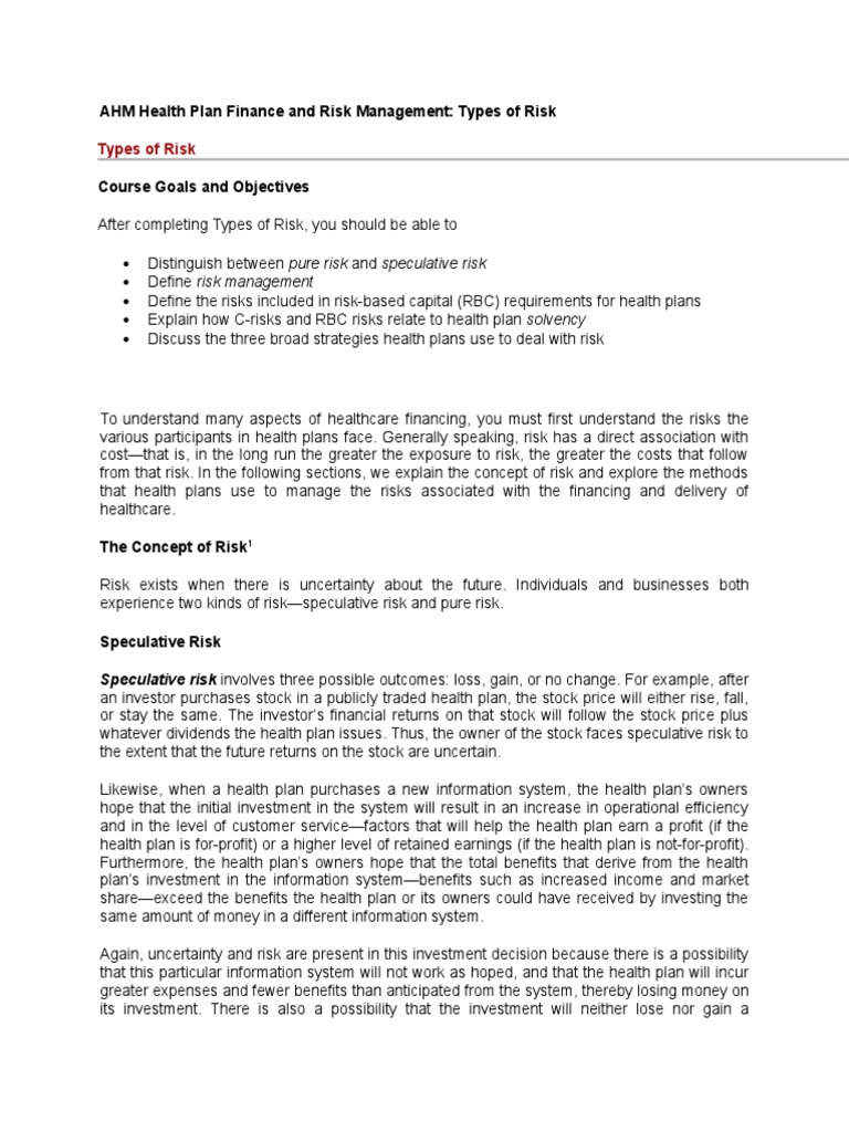 Chapter 2 - Types of Risk | PDF | Health Maintenance Organization | Risk
