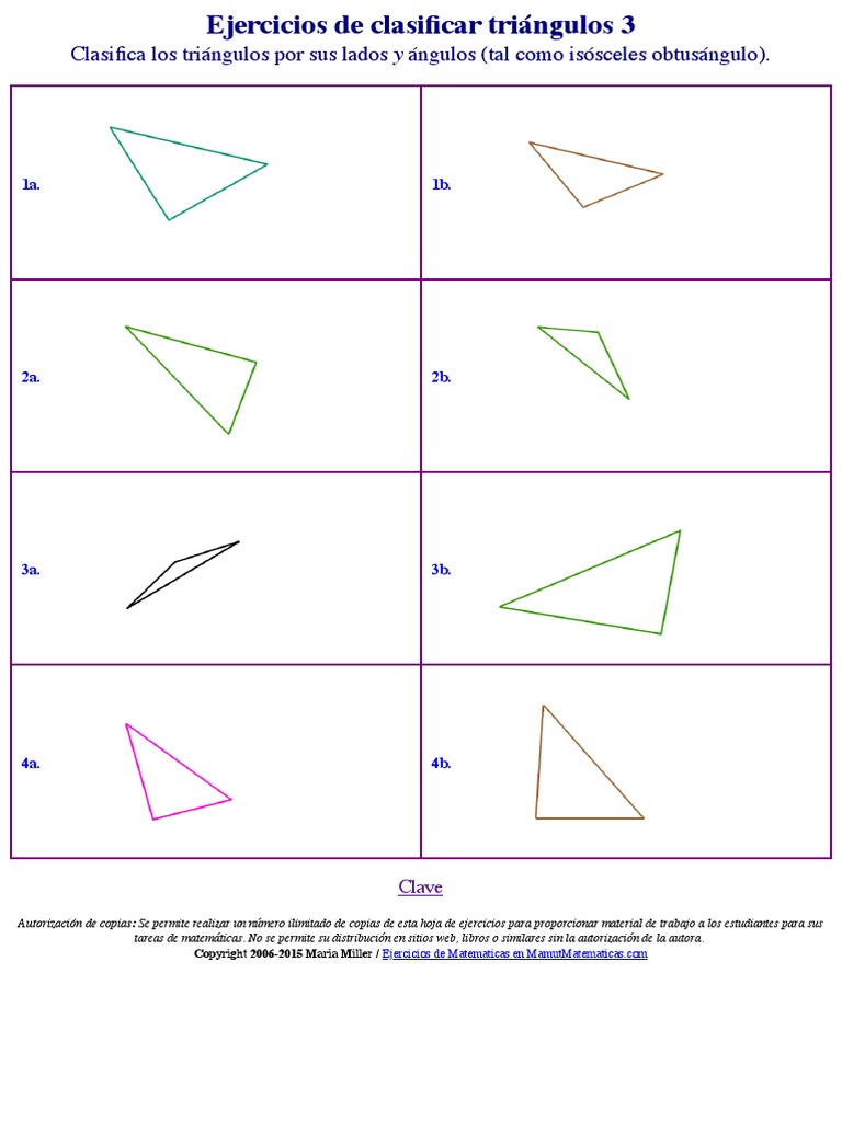 Hoja De Trabajo Para Clasificar Triángulos Por ángulos Repaso De